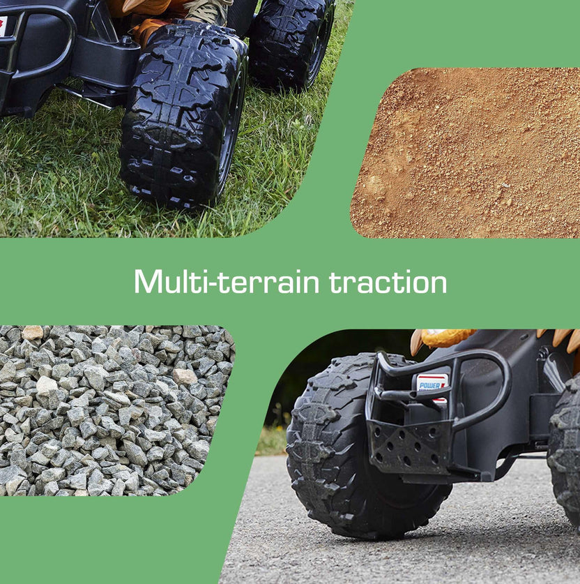 12V Power Wheels Jurassic World Dino Racer Battery-Powered Ride-On ATV ...