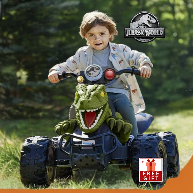 12-volt Power Wheels Jurassic World Dino Racer ATV Ride-On