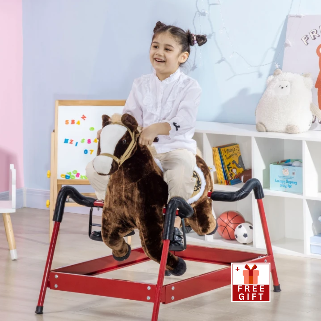 Kids Spring Rocking Horse, Ride on Horse for Girls and Boys with Anima ...