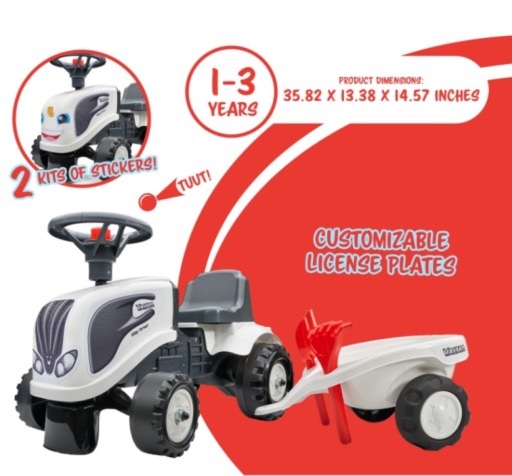 Valtra Baby Farmer Tractor with Trailer, Shovel and Rake, Children's P ...